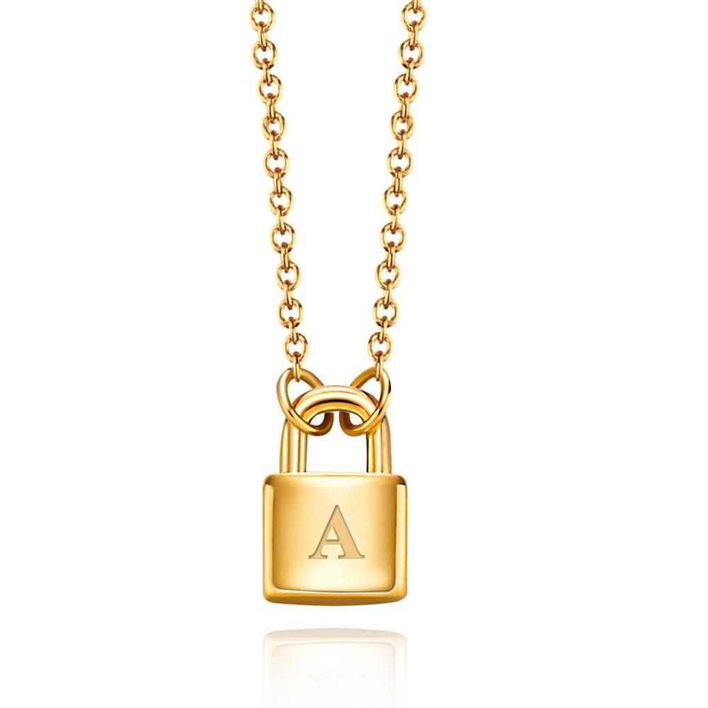 A-Z 26 Alphabet Lock Necklace Copper - MadeMine Custom Drop Shipping