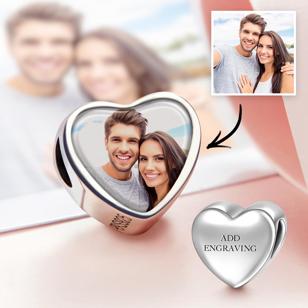 Personalized Engraved Heart Photo Charm - MadeMine Custom Drop Shipping