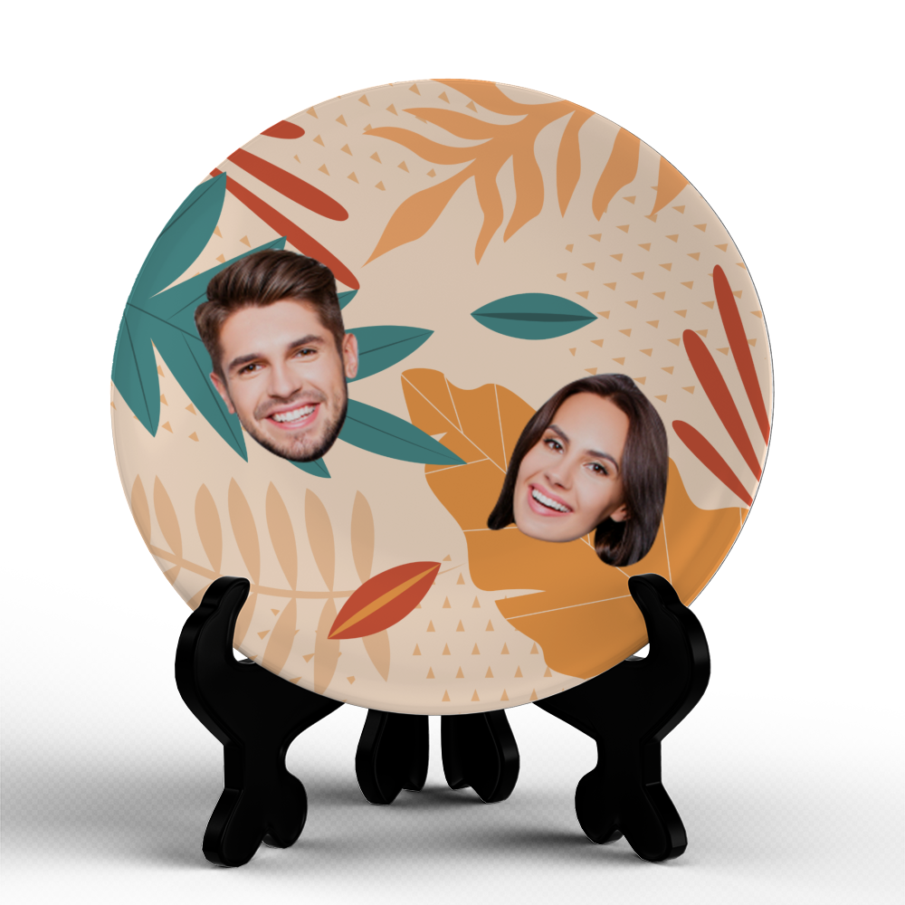Customized Colorful Foliage Dinner Plates Personalized Face Ceramic ...