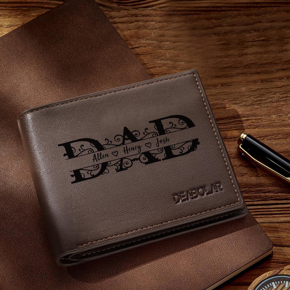 Personalized Dad Name Wallet PU Leather Men Wallets For Father's Day ...