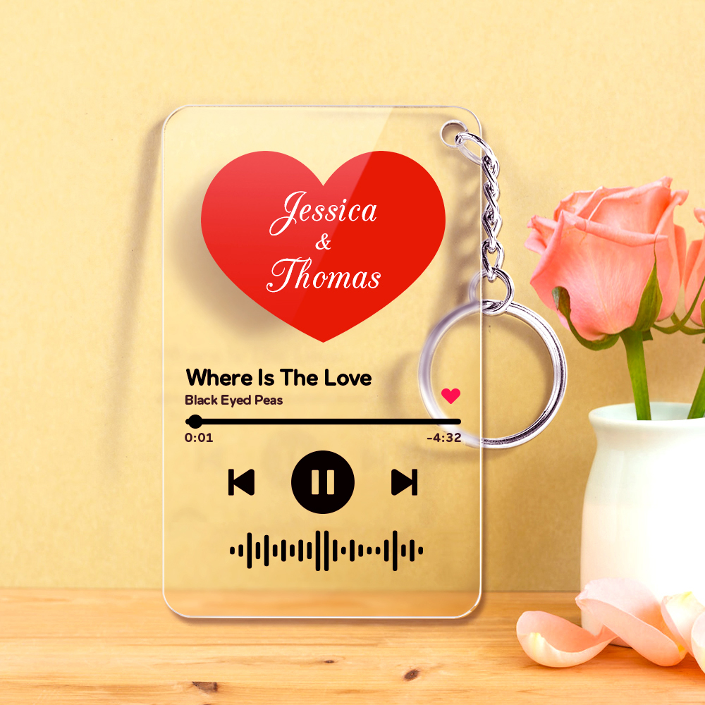 Custom Printed Heart Scannable Code Music Acrylic Song Plaque Keychain ...