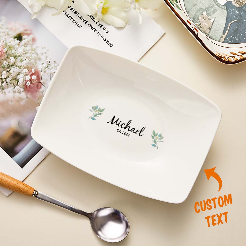 Personalized Name Platters Engraved Flower Tableware Plate - MadeMine ...