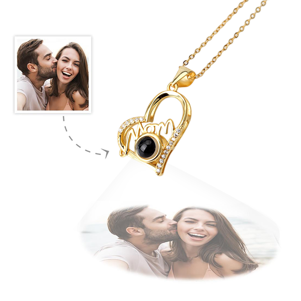 Personalized Mom Projection Heart Necklace 925 Sterling Silver ...