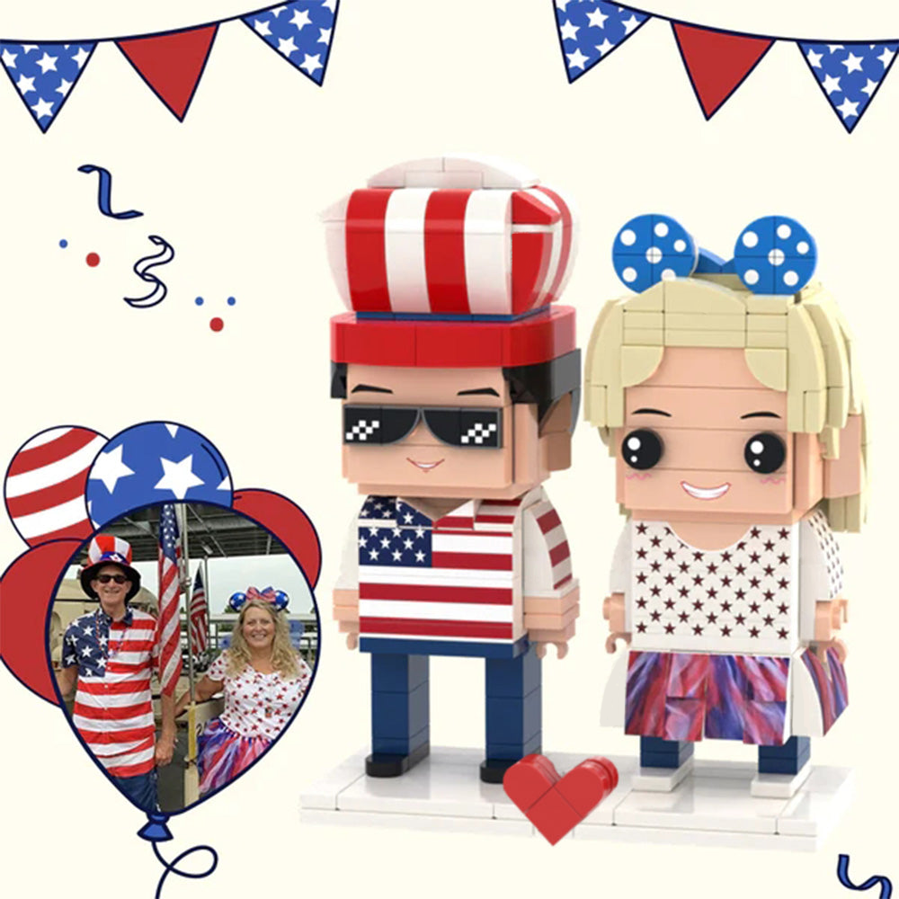Independence Day Commemorative Gift Full Custom 2 People Brick Figures ...