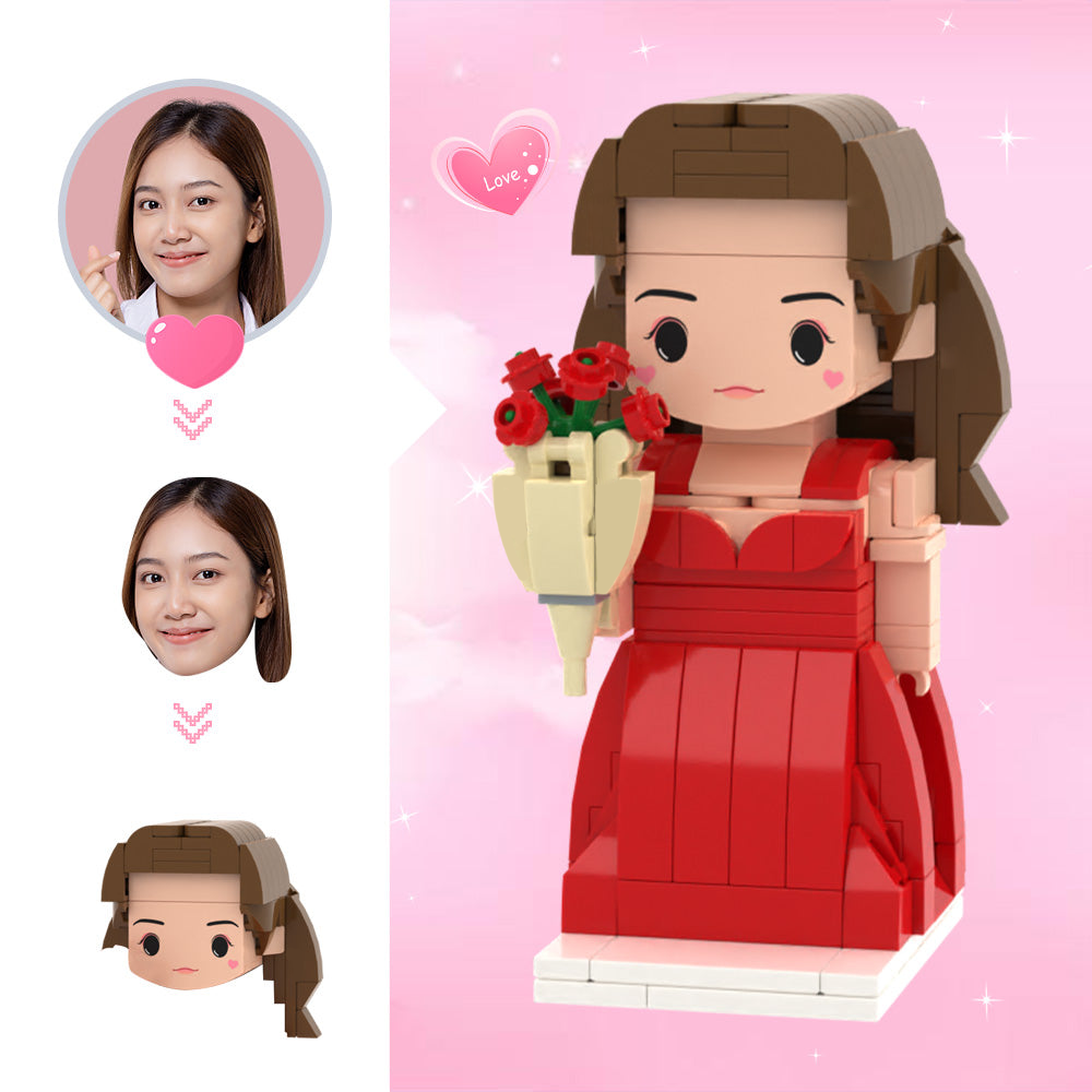 Custom Cute Head Brick Figures Personalized 1 People Brick Figures Lady ...