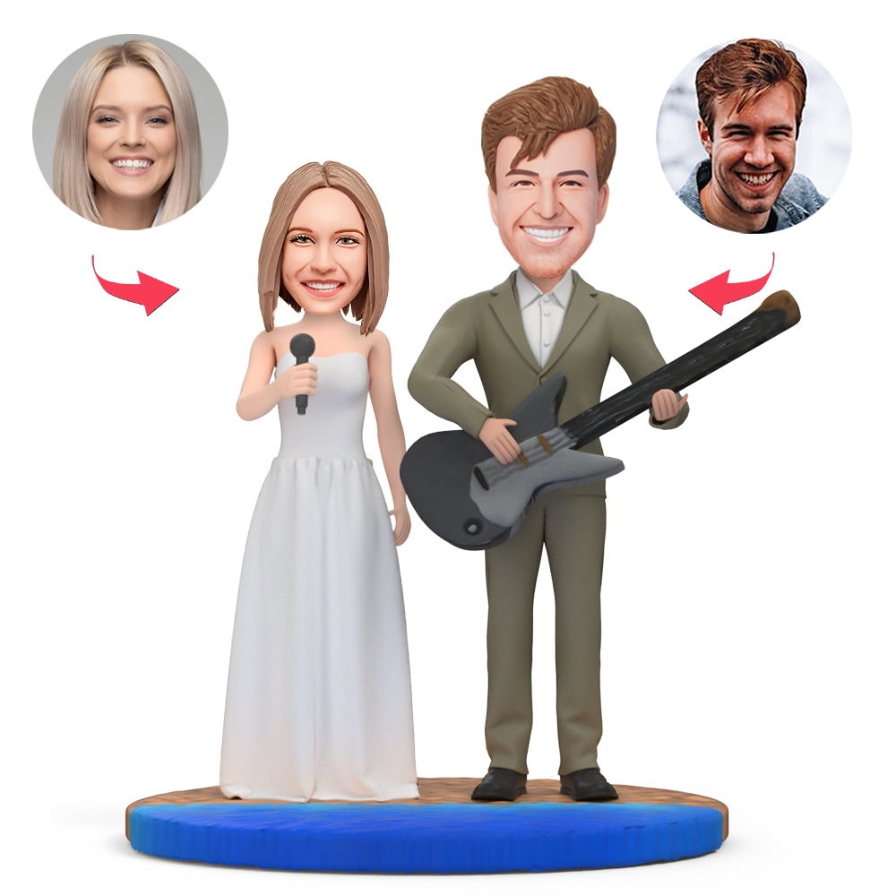Guitar Wedding Custom Bobblehead With Engraved Text - MadeMine Custom ...