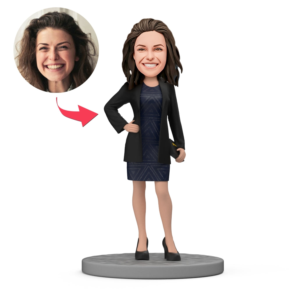 Custom Bobblehead Fashion Lady Boss in Skirt and Casual Suit - MadeMine ...