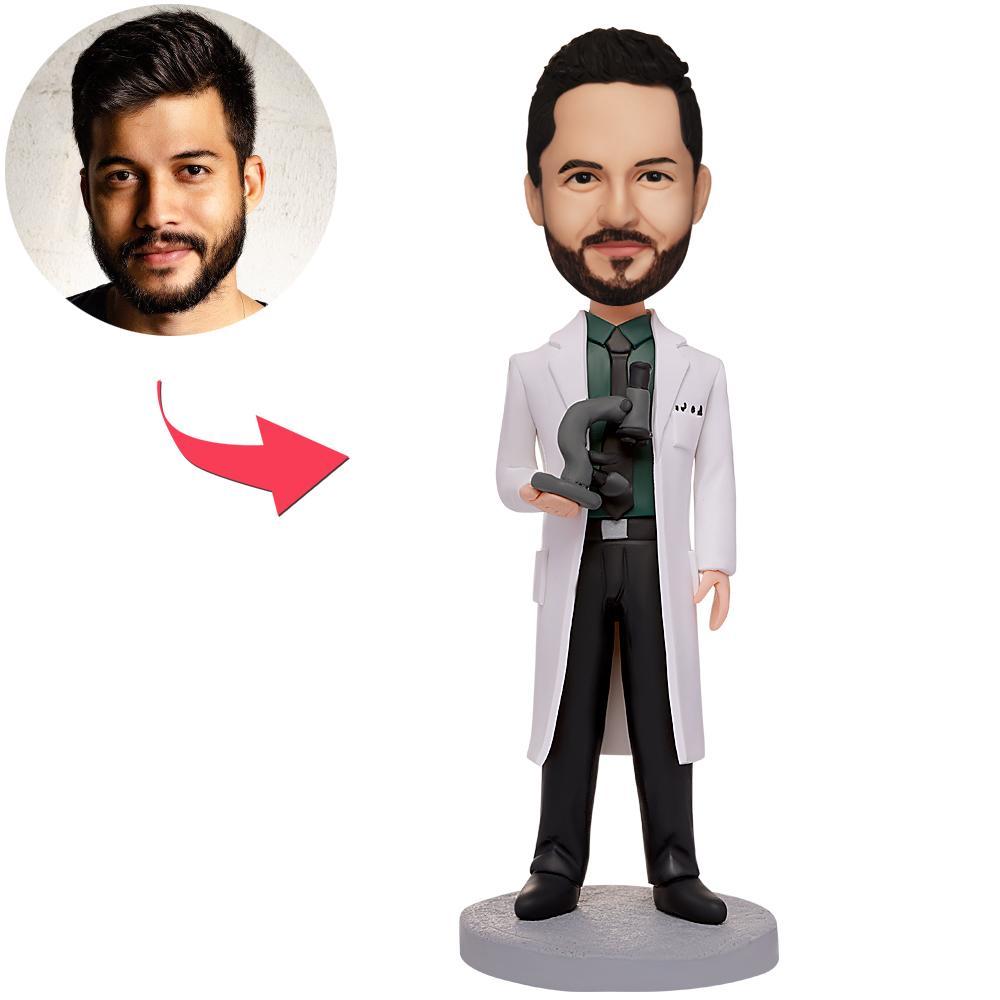 Scientist Holding A Microscope Custom Bobbleheads With Engraved Text ...