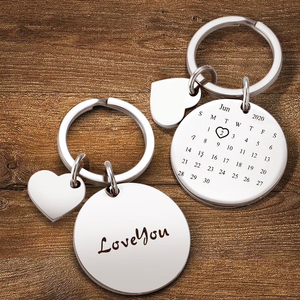 Custom Calendar Keychain Save The Date Keychain Wedding Date Pendant ...