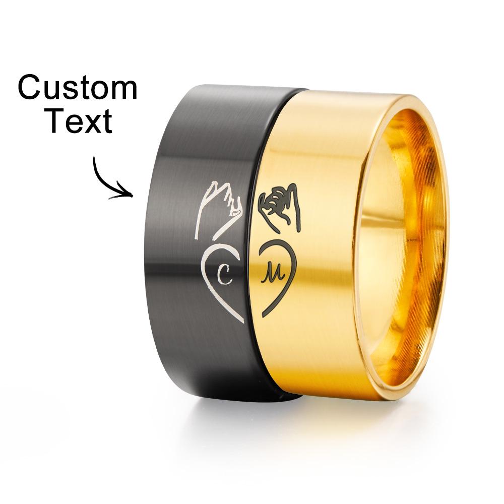 Custom Engraved Rings Pull Hook Matching Rings for Couples Gifts ...