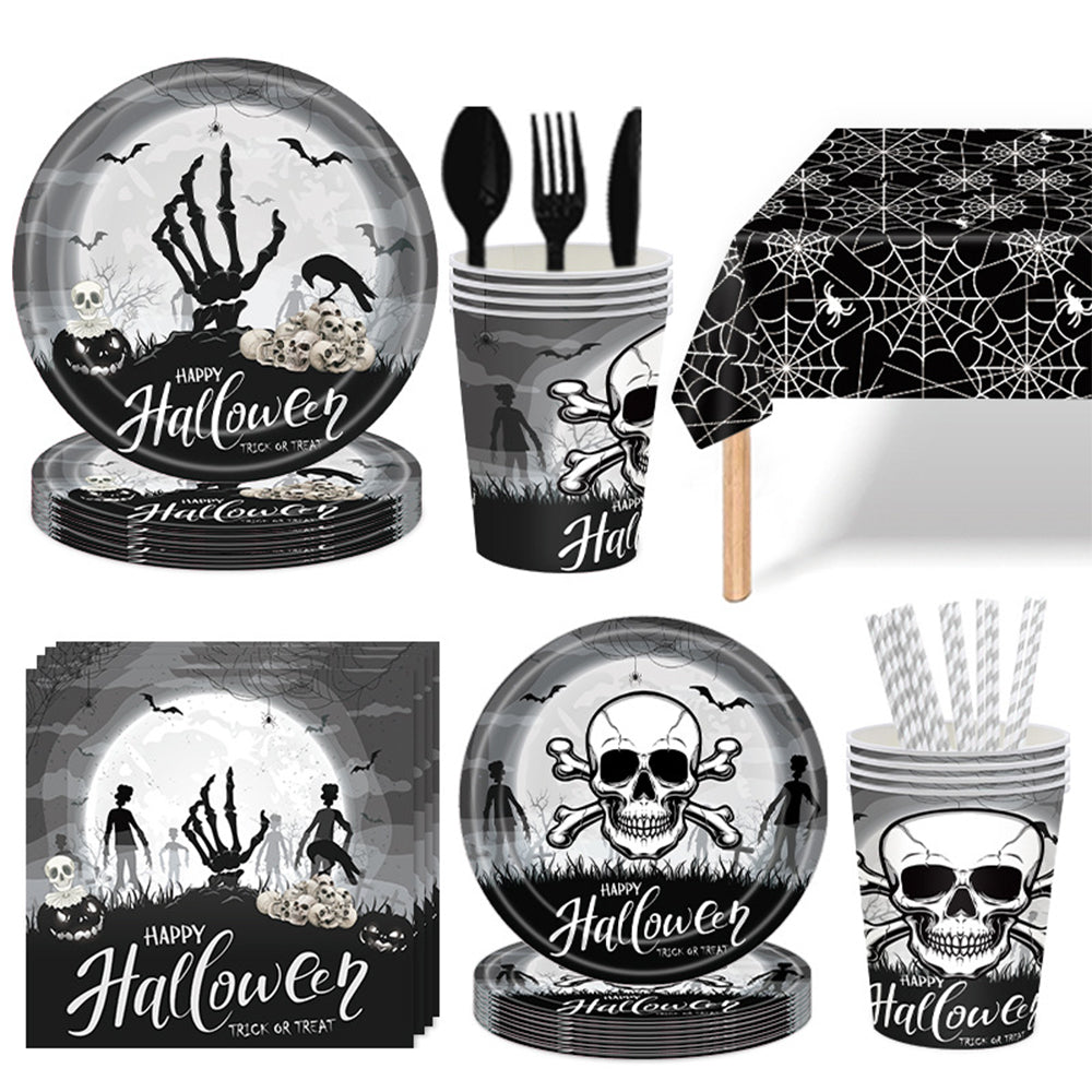 Halloween Disposable Tableware Kits Halloween Party Decorations ...