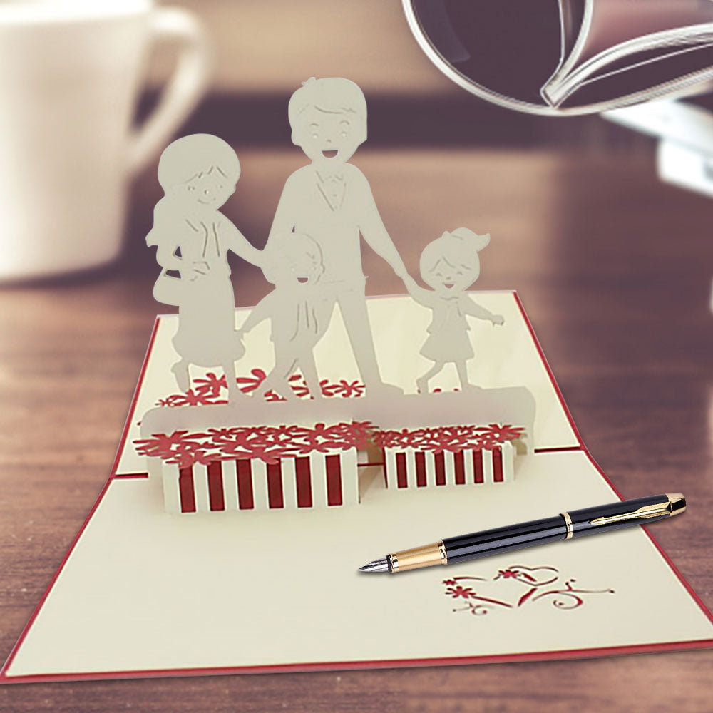 Father's Day Card Parents Holding Child 3D Pop Up Greeting Card for Him ...