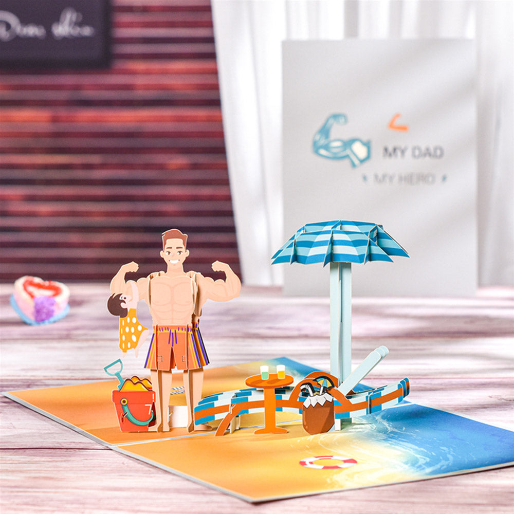 Father's Day Card Beach Father 3D Pop Up Greeting Card for Him ...