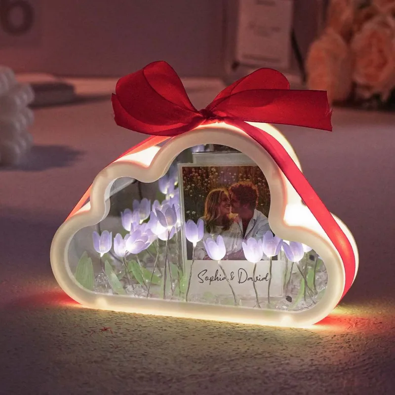 Custom Photo Cloud-shaped Tulip Rectangle Lamp Flower Infinity Mirror ...