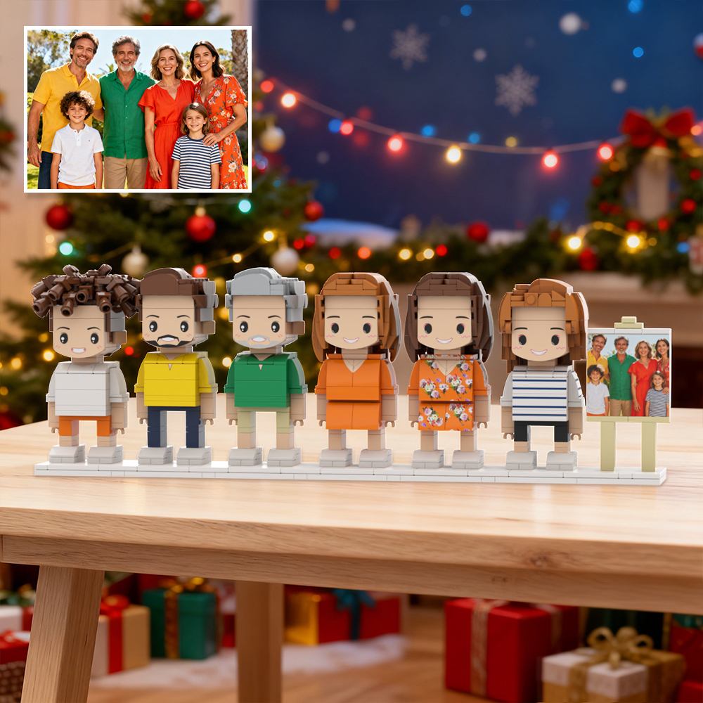 Custom Full-Body Cute Brick Figures of 6 People with Frame Personalized ...