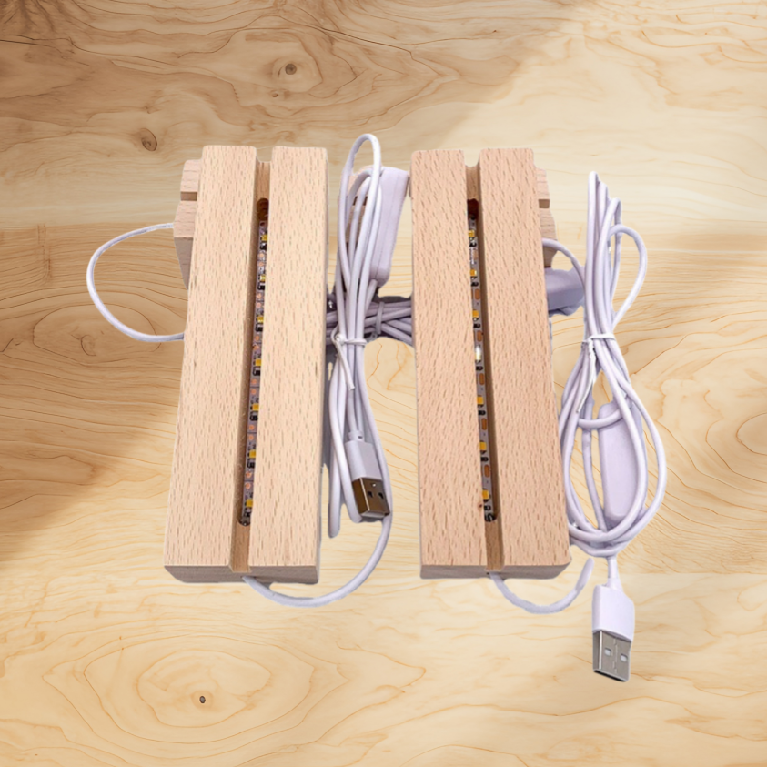 Groove Wooden LED Lamp Base – White / Three-Color / Seven-Color ...