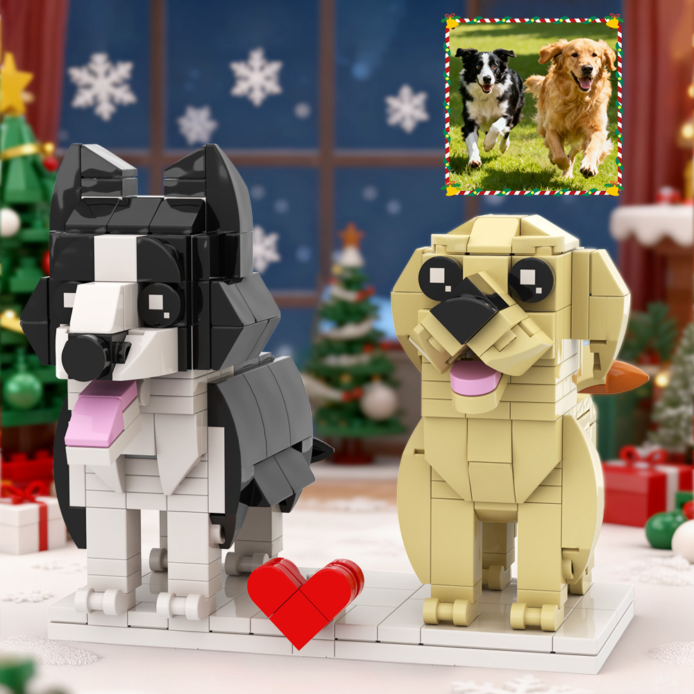 Custom Full-Body Cute Brick Figures of 2 Dogs Personalized Anniversary ...