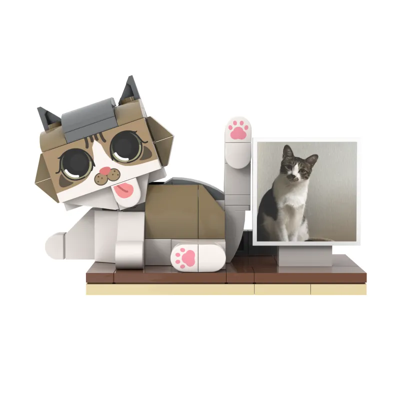 Fully Body Customizable 1 Cat Brick Figures with Photo(Fixed posture as ...