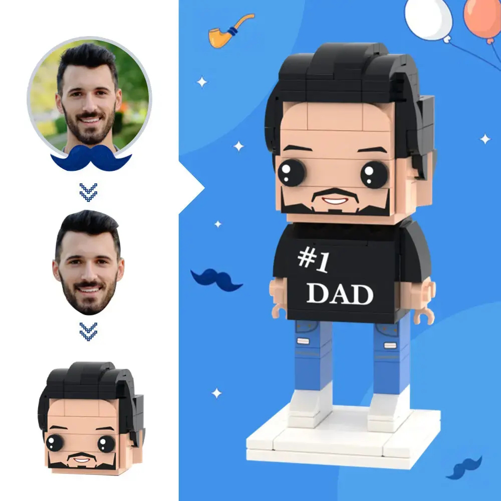 Gifts for Dad Custom Head Brick Figures NO.1 Dad Brick Figures Small ...