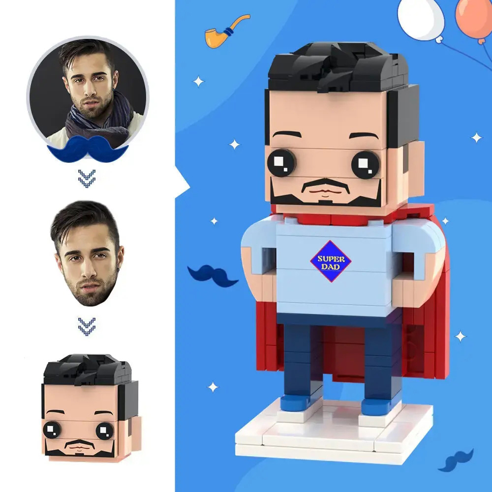 Father's Day Gifts Custom Head Brick Figures Super Dad Brick Figures ...