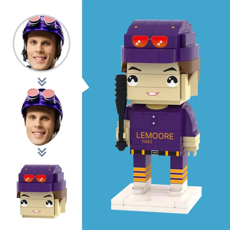 Customized Head Baseball Player Brick Figures Small Particle Building ...