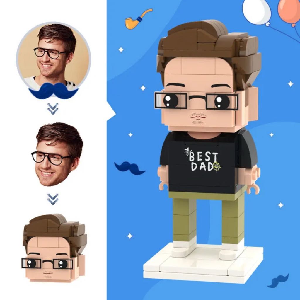 Gifts for Dad Custom Head Brick Figures Best Dad Brick Figures Small ...