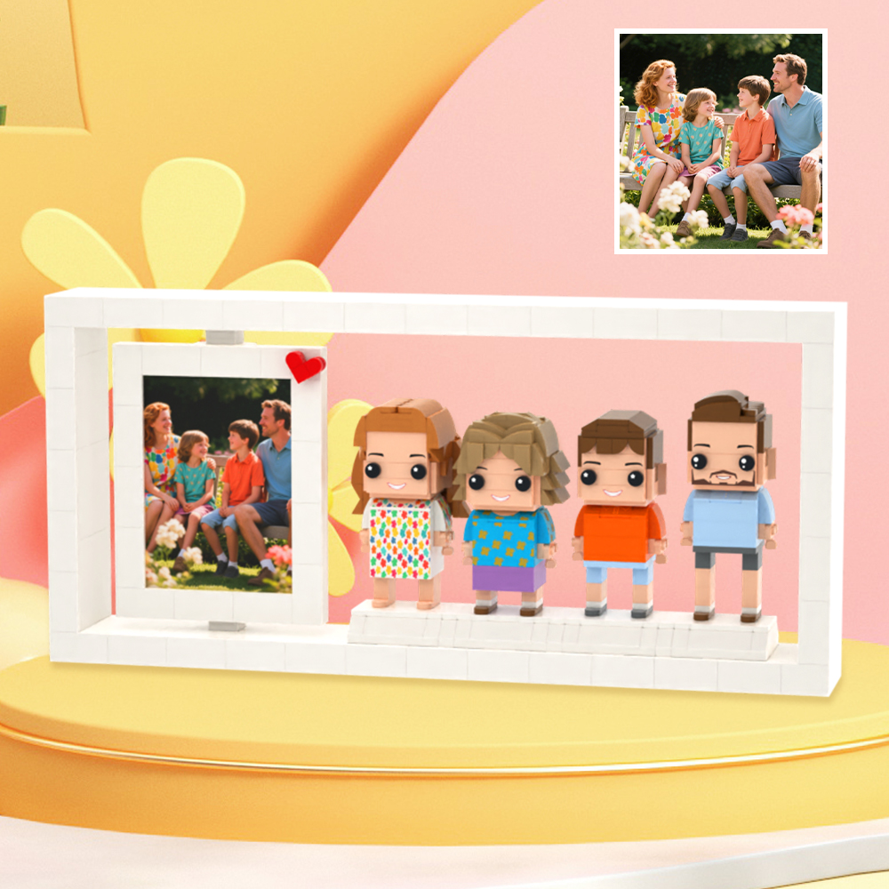 Custom Full-Body Brick Figures of 4 People with Frame Personalized ...