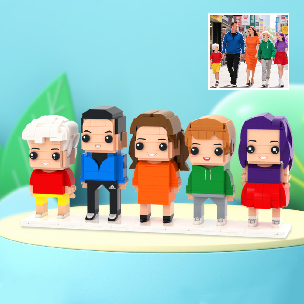 Custom Full-Body Brick Figures of 5 People Personalized Anniversary ...