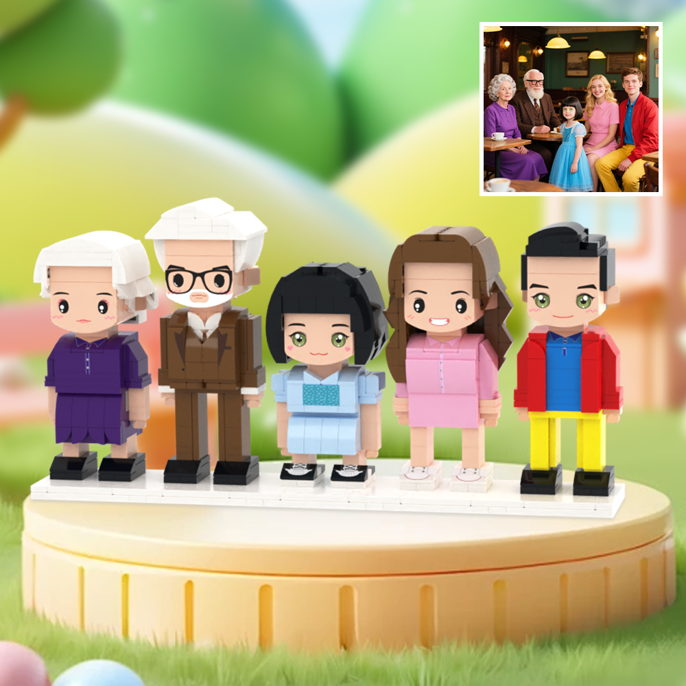 Custom Full-Body Cute Brick Figures of 5 People Personalized ...