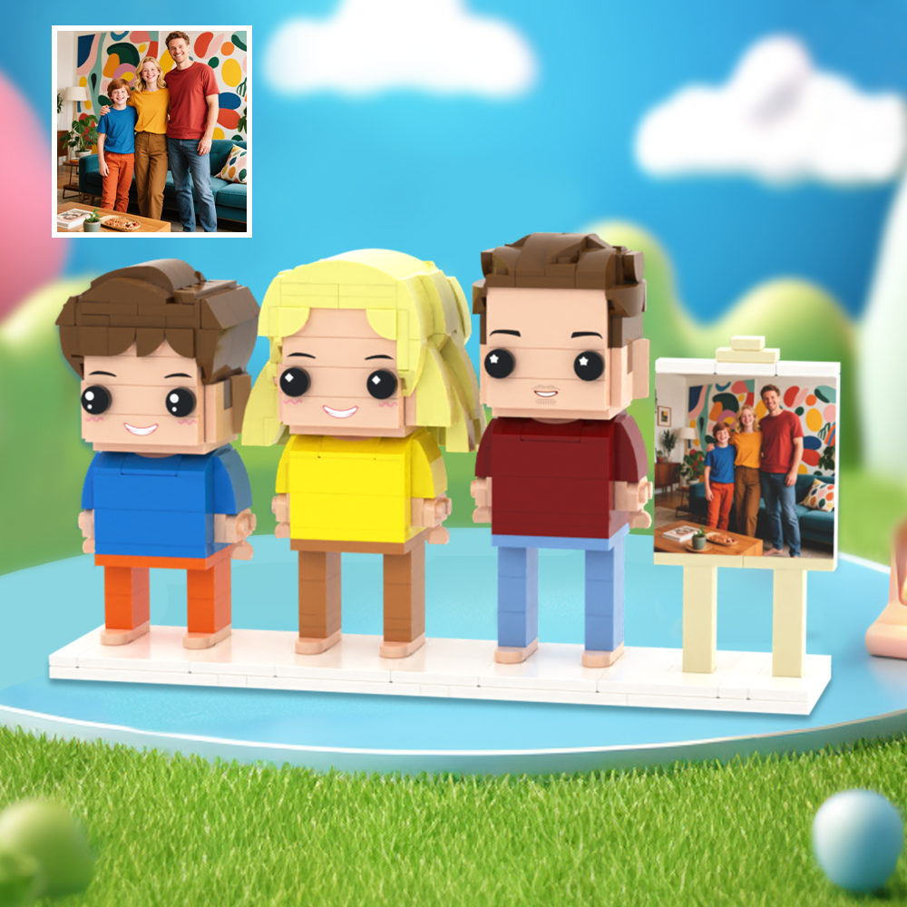 Custom Full-Body Brick Figures of 3 People with Frame Personalized ...