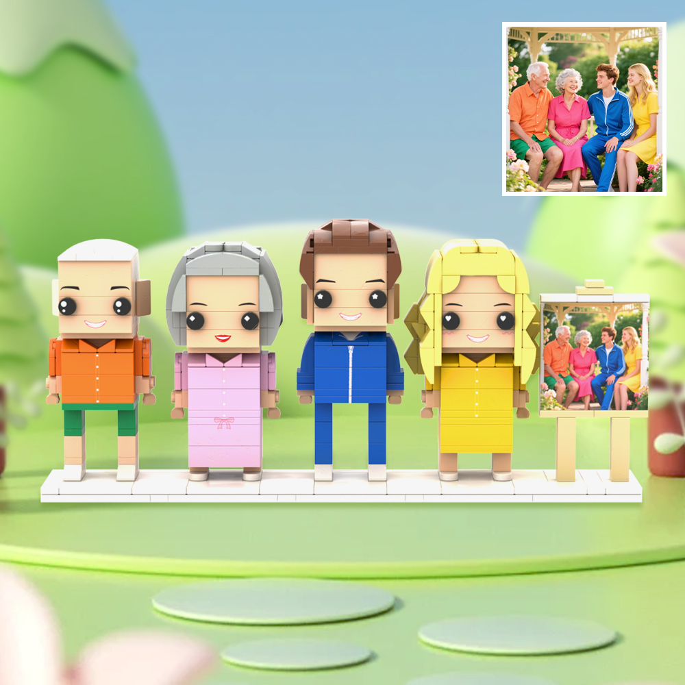 Custom Full-Body Brick Figures of 4 People with Frame Personalized ...