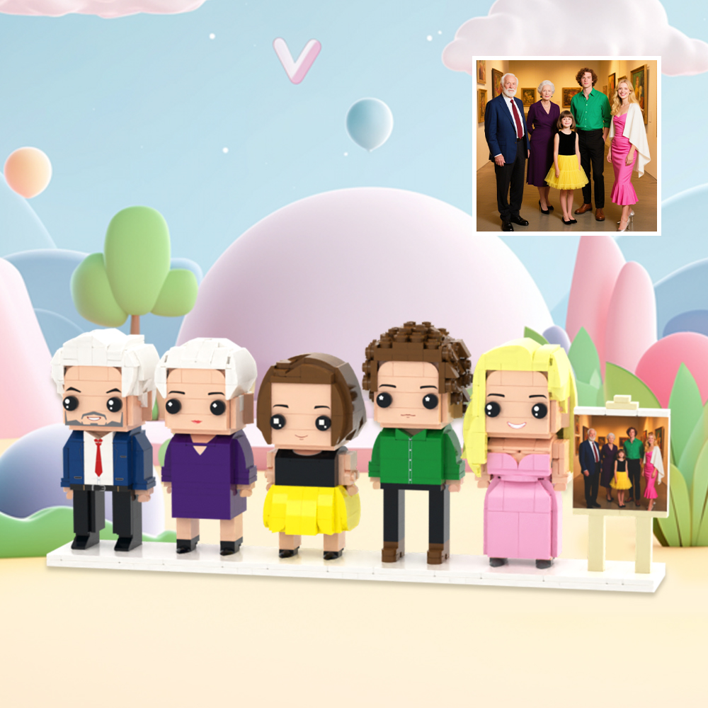 Custom Full-Body Brick Figures of 5 People with Frame Personalized ...