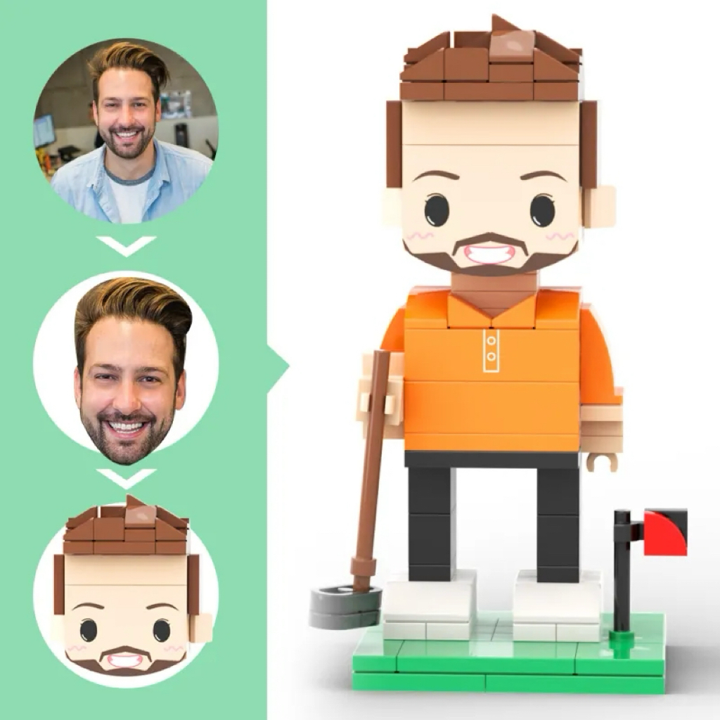 Custom Head 1 Person Cute Golf Palyer Brick Figure Anniversary Gift ...
