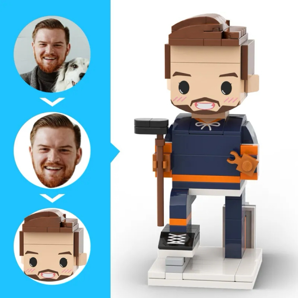 Custom Head 1 Person Cute Puckster Brick Figure Ice Hockey Theme ...