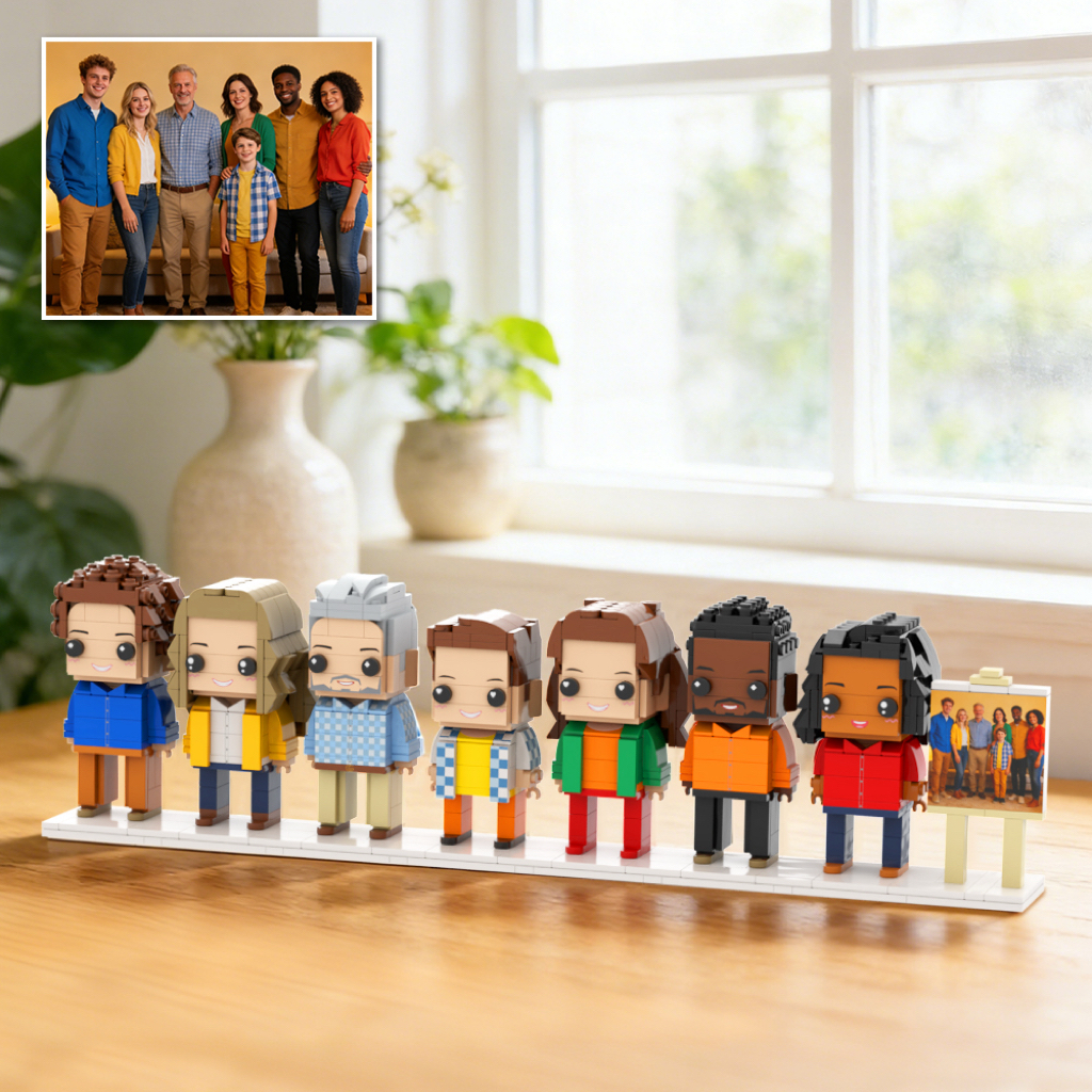 Custom Full-Body Brick Figures of 7 People with Frame Personalized ...