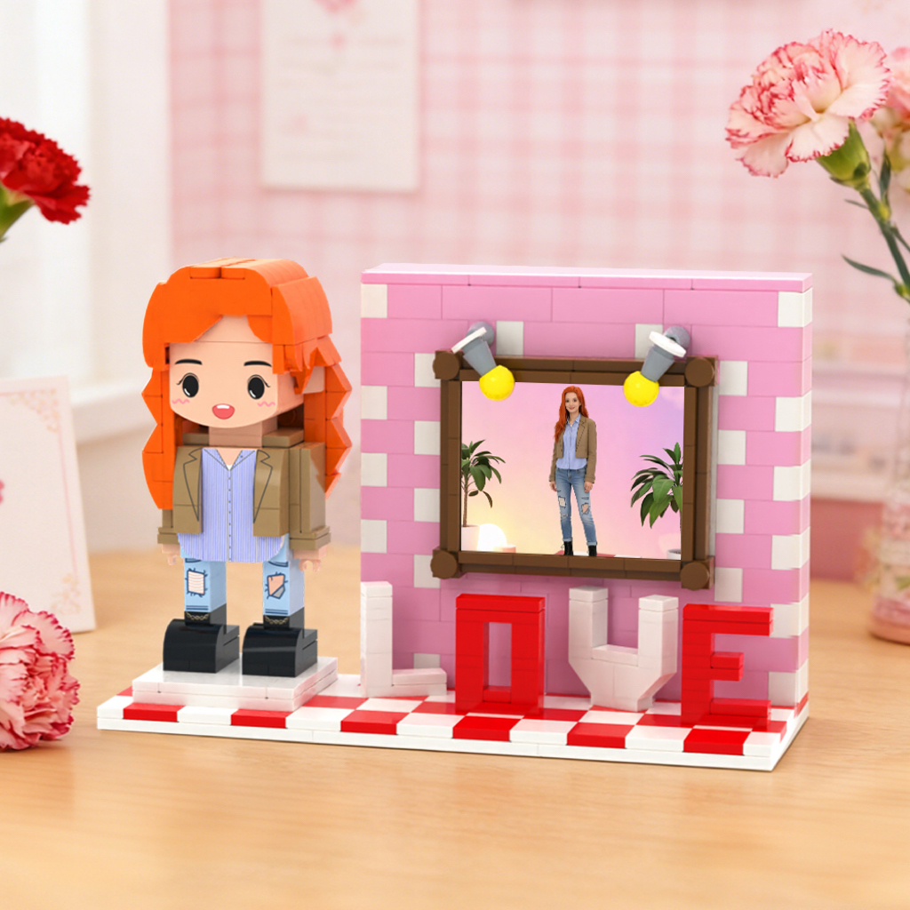 Full Body Custom 1 Person Cute Brick Figure with LOVE Personalized ...
