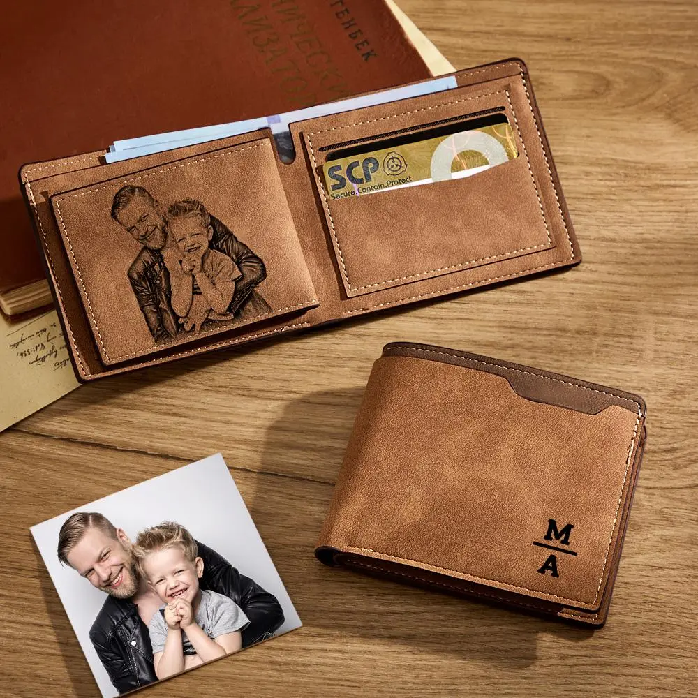 Personalized Unisex Wallet Bifold Leather Customize Wallet Engraved ...