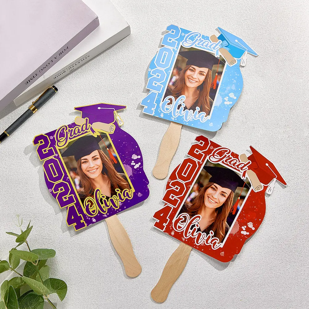 Personalized Multicolor 2024 Grad Graduation Photo Fan with Name Photo ...