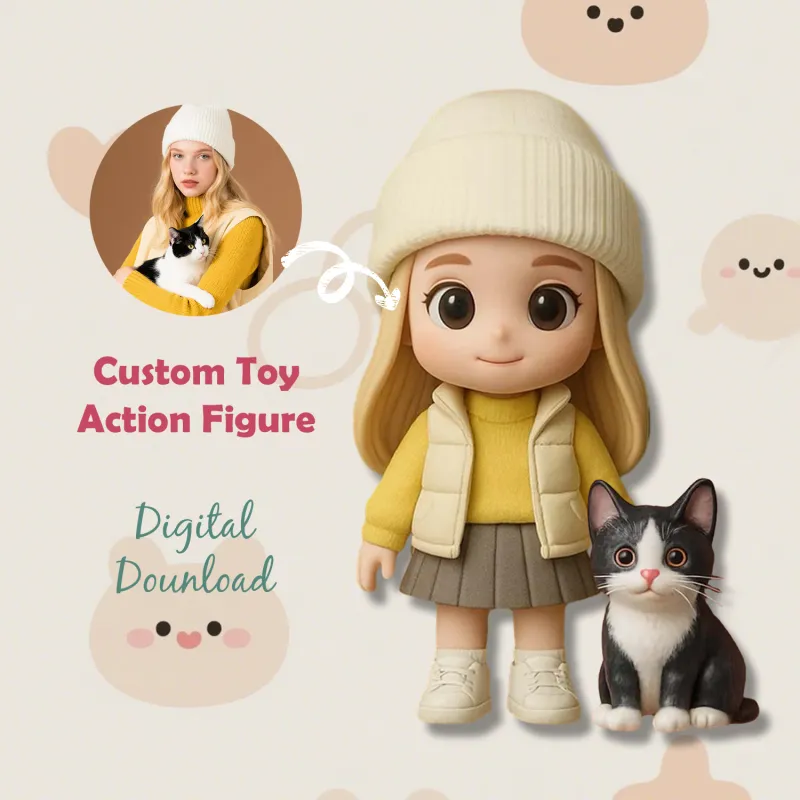 Custom 1 Person and 1 Pet 3D Mini Figure From Your Photo Personalized ...