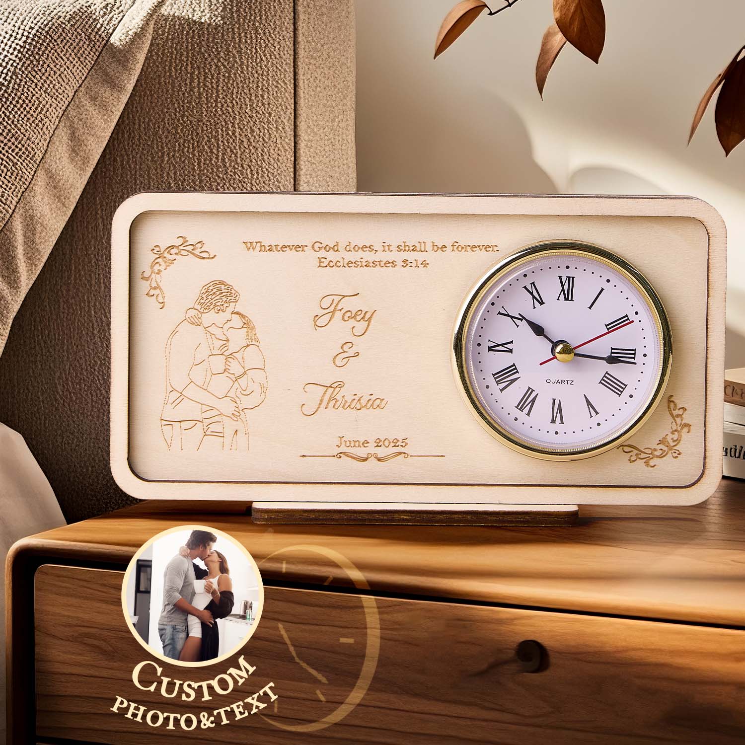 Personalized Wooden Clock Can Custom Photo And Text Wedding Gifts ...