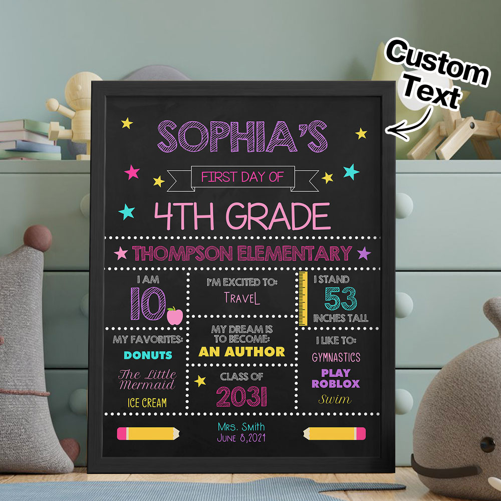 Personalized Back to School Sign First Day of School Sign Gift ...