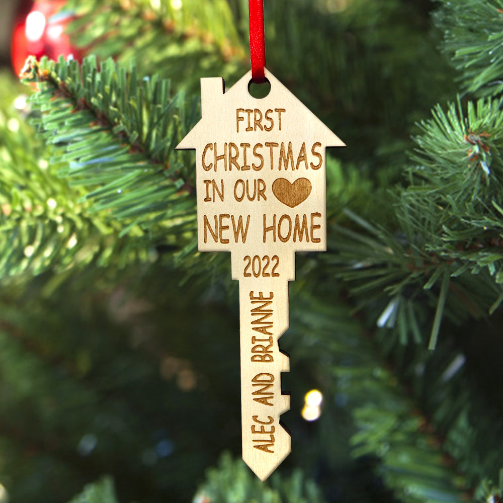 Personalized First Home Christmas Ornament Wooden Key Christmas ...