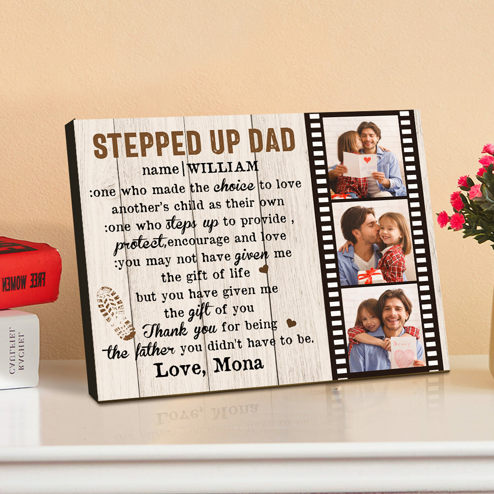 Personalized Dad Picture Frame Custom Stepped Up Dad Film Sign Father's ...