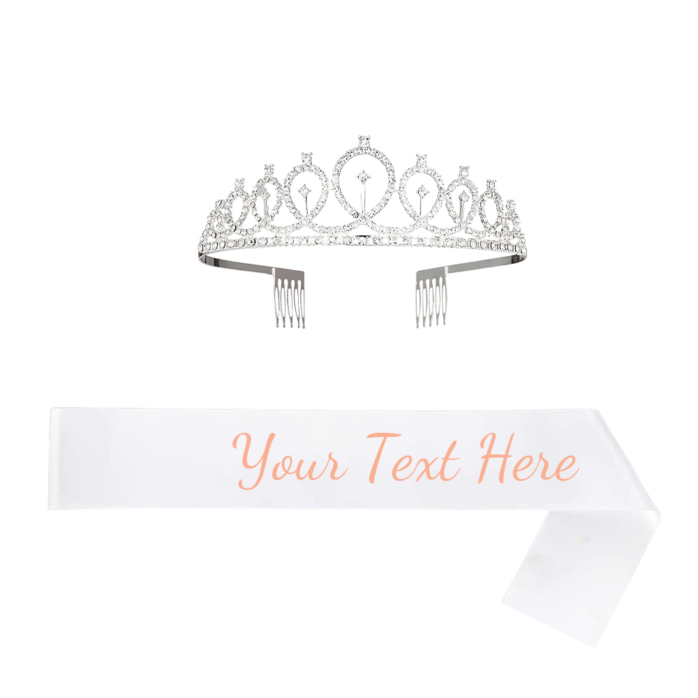 Custom Sash and Tiara Set Personalized Sash Rhinestone Crowns Party ...