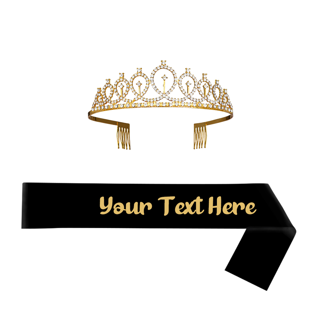 Custom Sash and Tiara Set Personalized Sash Rhinestone Crowns Party ...