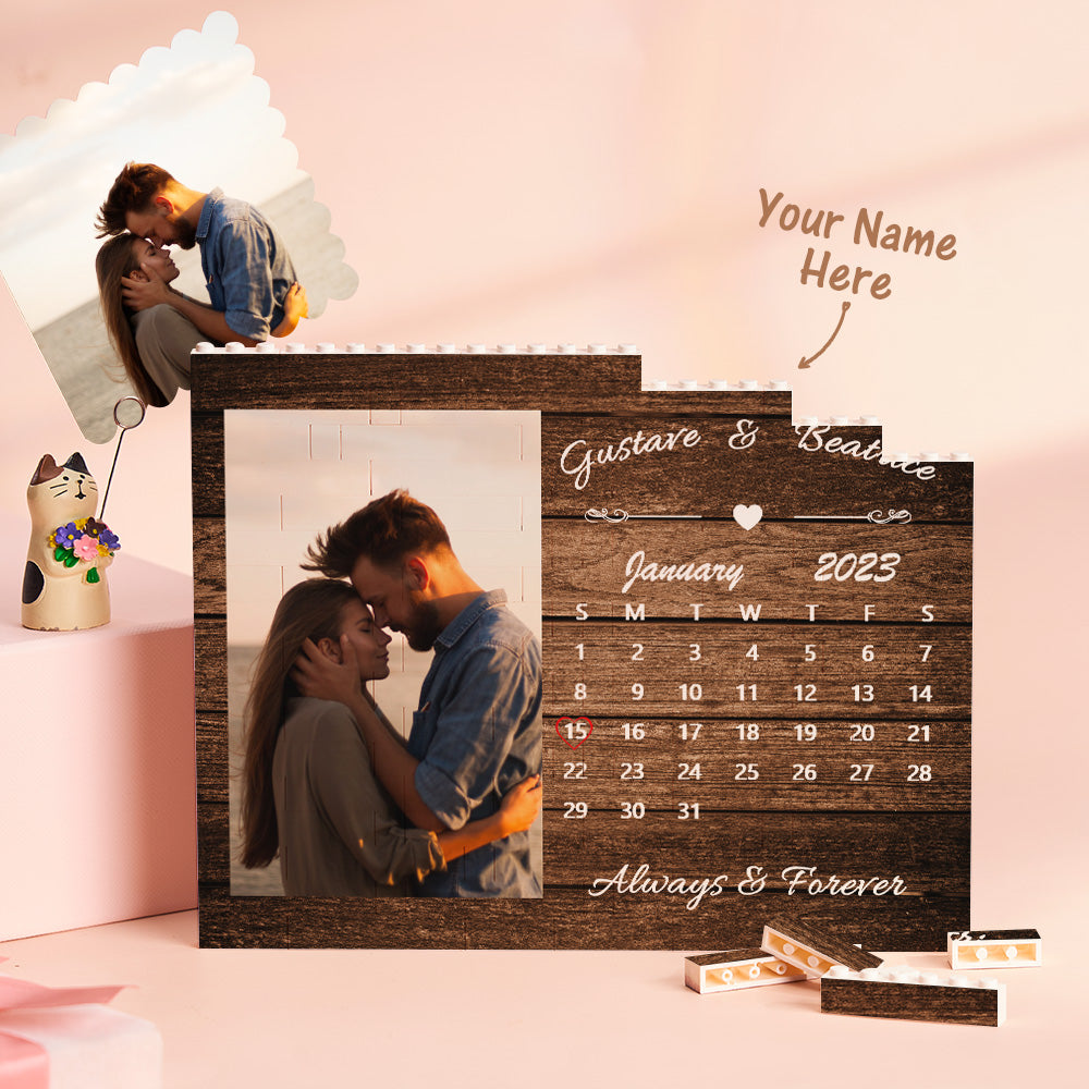 Custom Building Block Puzzle Horizontal Trio Photo Brick Calendar ...