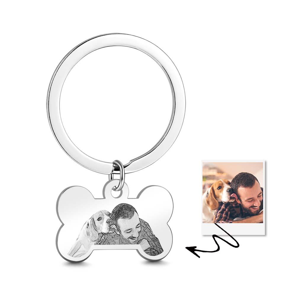 Custom Photo Keychain Bone Shaped Printing Keychain Gift For Pet Lover ...