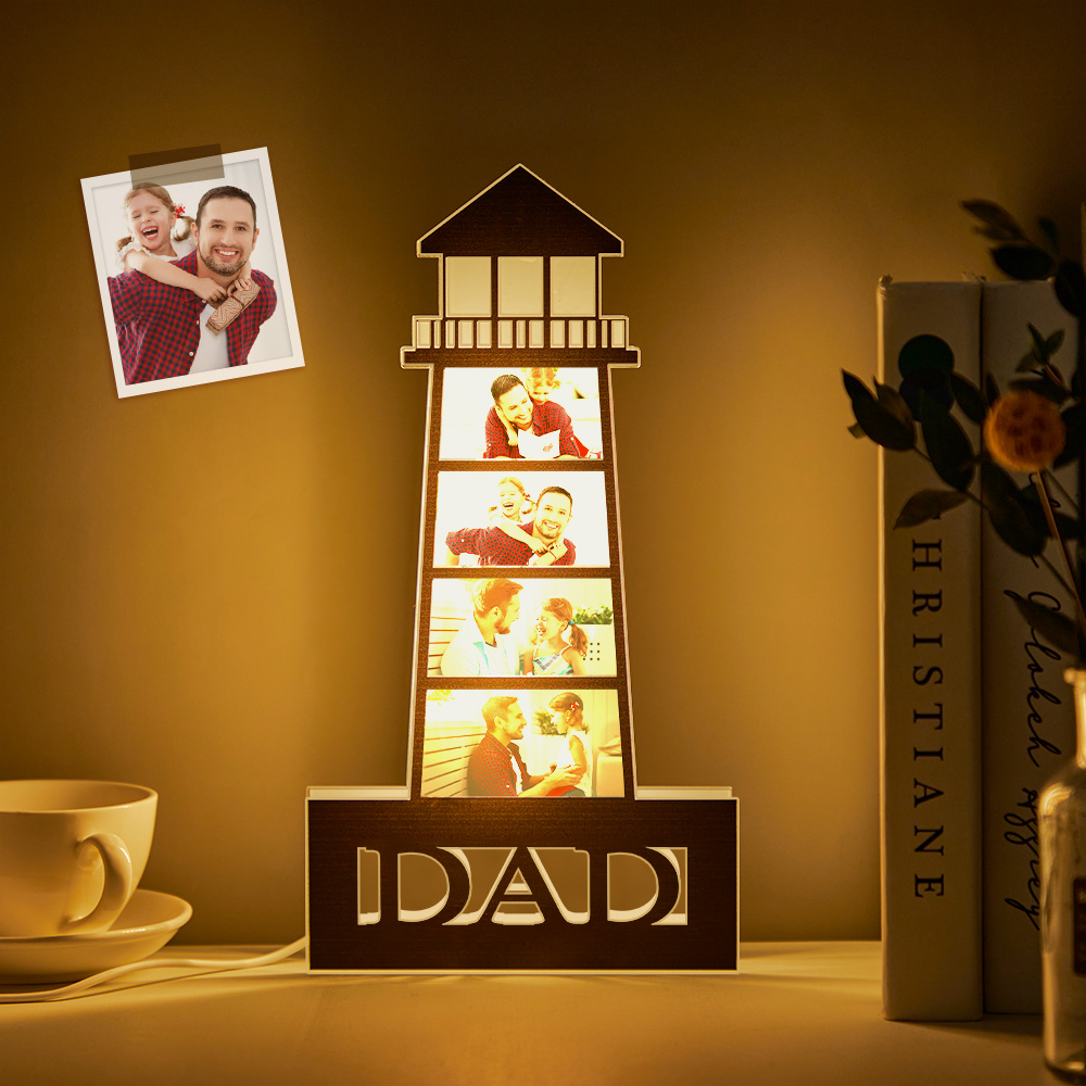 Personalized Photo Lighthouse Night Light LED Lamp - Unique Father's ...
