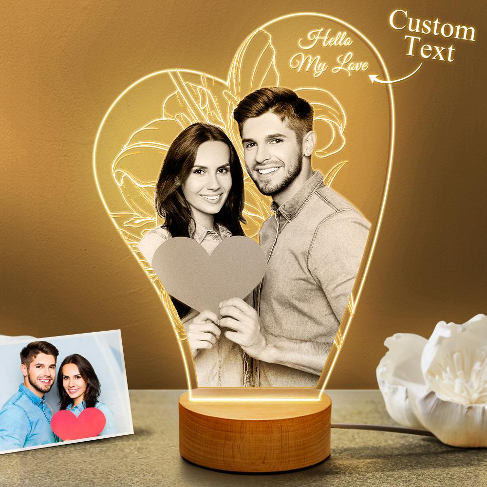 Custom 3D Photo Lamp Led for Lover With Engraved Words Gift For ...