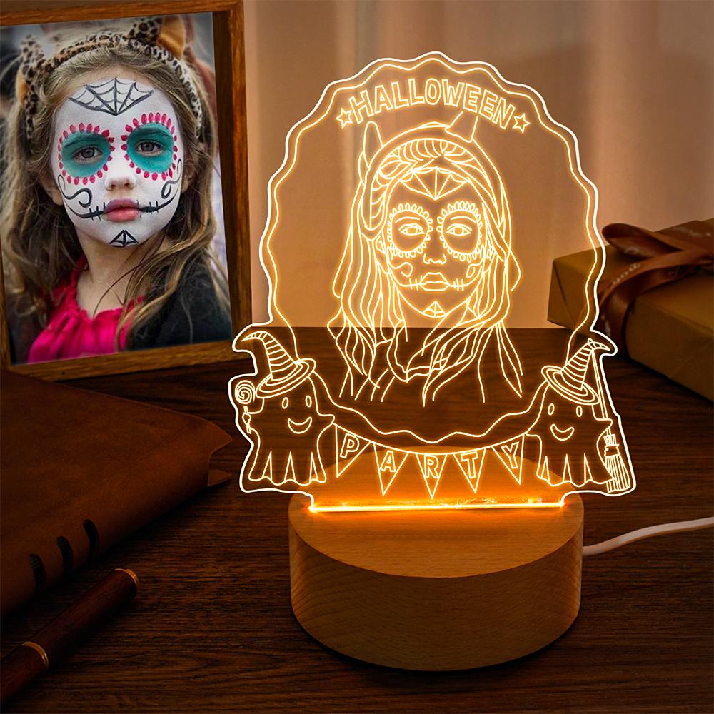 Custom 3D Photo Halloween LED Night Light Custom Halloween Lamp Decor ...